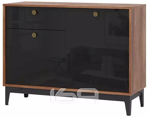 Комод BRASS КМ-3 Каштан Арвадона/Чёрный глянец - Купить в Москве, цена ...